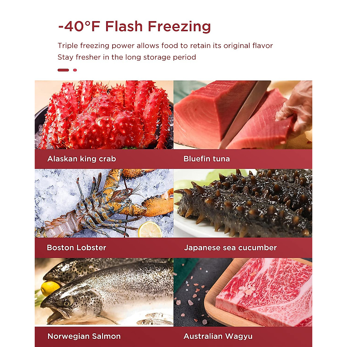 Watoor 3.5 Cu Ft Chest Freezer - Super-Low Temperature - 2 Removable Baskets - Electronic Control 14℉ to -40℉- Red