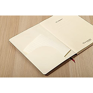 Clairefontaine - Ref 793461C - Age Bag Thread-Bound Notebook (192 Pages) - A5 Size, Lined Rulings, 90gsm Brushed Vellum Paper, Elastic Closure - Black Cover