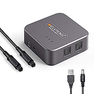 ELUTENG 1X3 Toslink SPDIF Digital Optical Audio Splitter, 3-Way Signal Amplifier with Optical Audio Cable Support LPCM2.0/DTS/Dolby Digital for TV,Home Theater,Sound bar, PS4,Blu-ray,Xbox