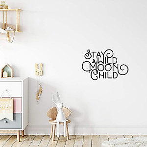 Vinyl Wall Art Decal - Stay Wild Moon Child - 15" x 23" - Trendy Modern Fun and Free Bedroom Apartment Playroom Nursery Decor - Indoor Outdoor Home Living Room Household Quotes (15" x 23", Black)