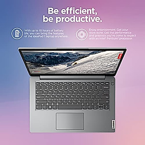 Lenovo 2023 Newest Ideapad 1i Laptop, 14 inch HD Display, Intel Quad-Core Processor, 4GB RAM, 256GB Storage, Wi-Fi 6, Bluetooth, Cloud Grey, Windows 11 Home in S Mode, Bundle with JAWFOAL