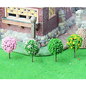 NW 30pcs Mini Colorful 1.41inch Model Trees Model Train Scenery Architecture Trees Model Scenery with No Stands