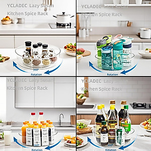 YCLADEC 4 Pack Lazy Susan 11.5" Inch Turntable Organizer Organization Storage Container Bins Spice Rack Cabinet Rotating Condiment for Pantry Countertop Kitchen Vanity Bathroom Jewelry Holder Clear