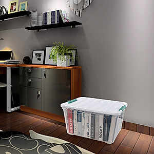 Joyeen 85 Quarts Large Lidded Storage Bins with Wheels, Plastic Clear Latching Box Totes