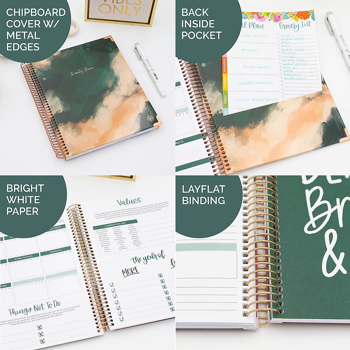 bloom daily planners 2023 Hardcover Calendar Year Goal & Vision Planner (January 2023 - December 2023) - Monthly/Weekly Column View Agenda Organizer - 7.5" x 9" - Wanderlust