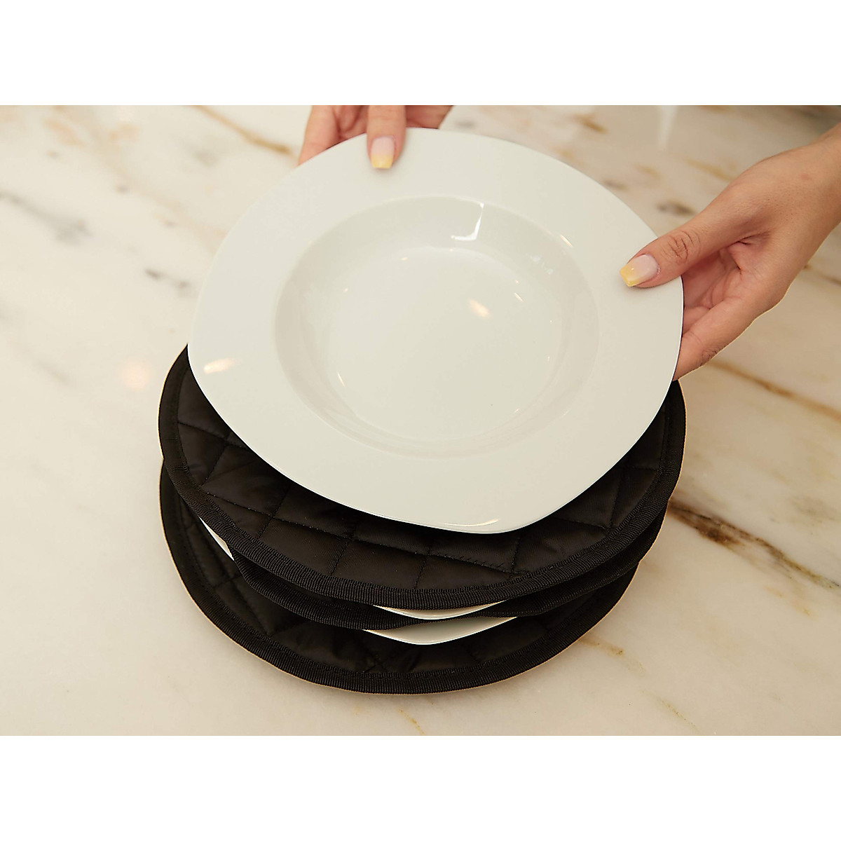 Covermates Keepsakes - Dish Storage - Padded Protection - ID Window - Stain Resistant - Machine Washable - China Storage-Black