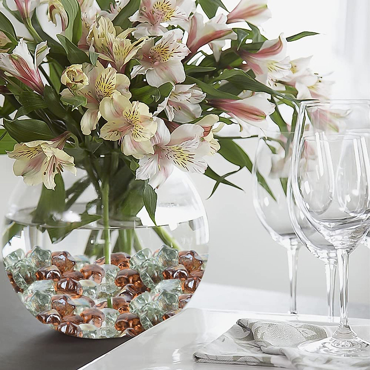 LUEYAO Star Glass Vase Filler Decorative Stars Shape Premium Glass Beads for Vases Gems Aquarium Pebbles Decorative Table Scatter Decor 1.3 LB 40 PCS