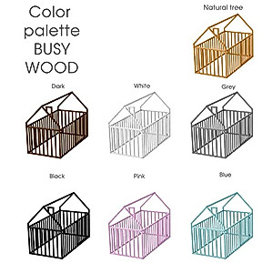 BUSYWOOD Montessori Playpen for Toddlers - Kids Play Pen Bed with Roof - High Rails Toddler Playpen - Floor Playpen Bed for Kids - Montessori Bedroom Furniture (Model 21)