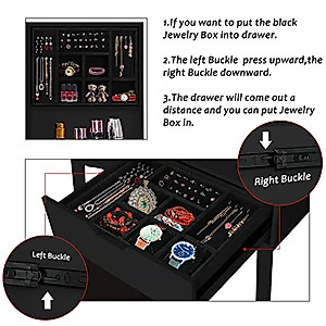 LYNSLIM Vanity Desk, Makeup Vanity with Mirror & LED Lights，Makeup Vanity Table with 2 Drawers & 4 Storage，Small Vanity Set Storage Stool for Dressing Bedroom (Black, Big)