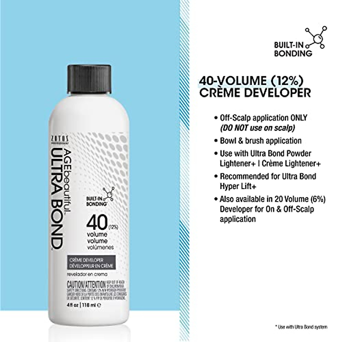 ULTRA BOND 40 Volume Hair Developer with Built-in Bonding to Strengthen & Protect Hair, 4 Fl Oz