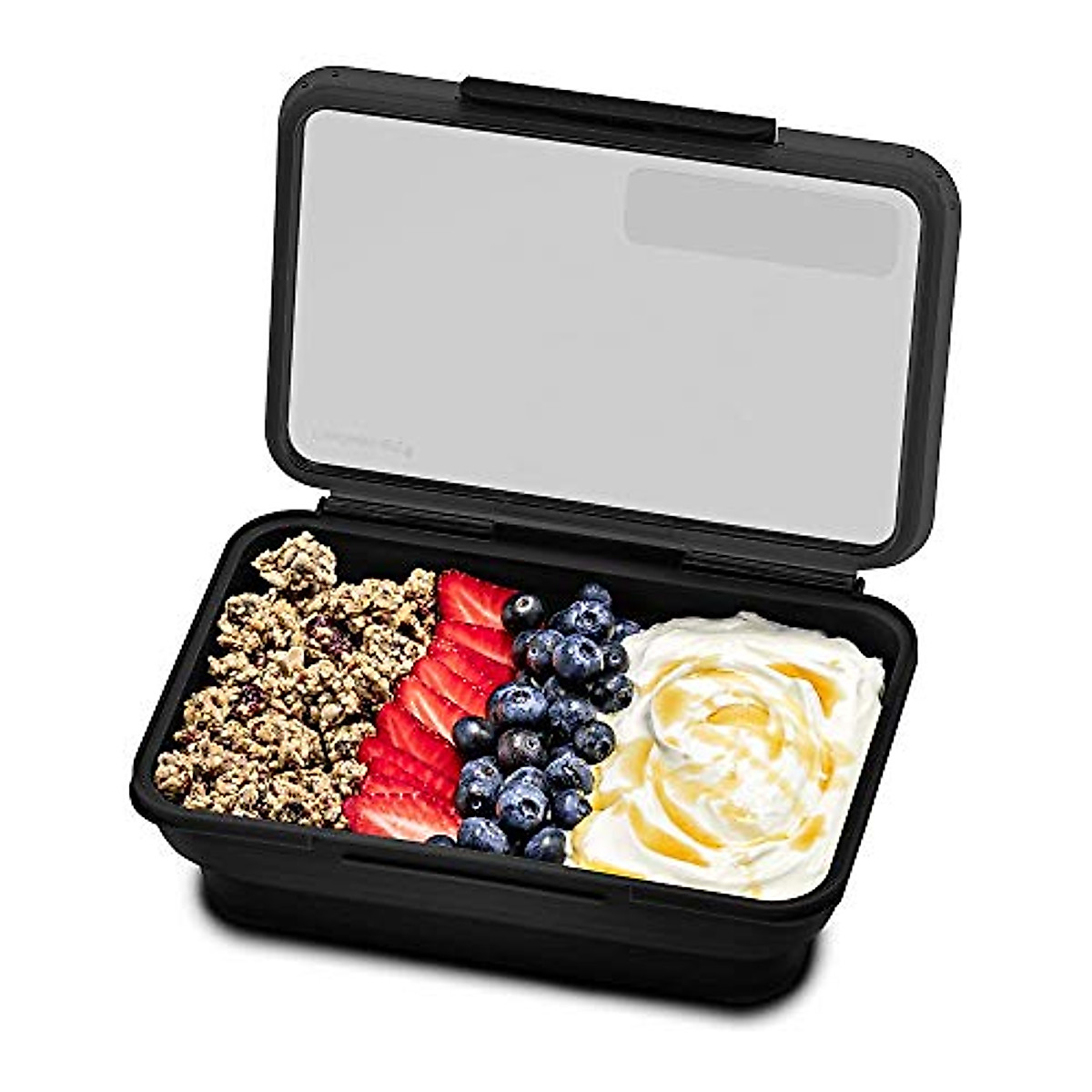 madesmart Lidware Collapsible Food Storage - FRIDGE & PANTRY COLLECTION Airtight, Food Safe, Collapsible, Dry-Erase Space For Labeling, Medium Shallow - Holds 4.83 Cups, Carbon