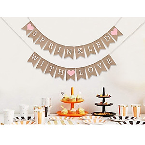 Sprinkled with Love Burlap Banner - Burlap Baby Shower Banner , Sprinkled with Love Baby Shower Decorations , Baby Sprinkle Banner, Sprinkled With Love Sign, Rustic Girl Boy Shower Burlap Banner , Photo Decoration Props