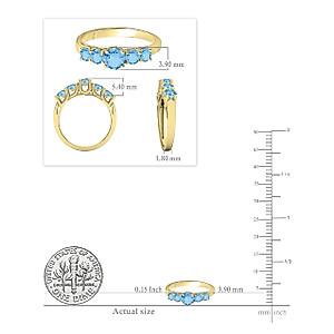 Dazzlingrock Collection 3.8mm Round Blue Topaz 5 Stone Style Wedding Ring Band for Women in 14K Yellow Gold, Size 7