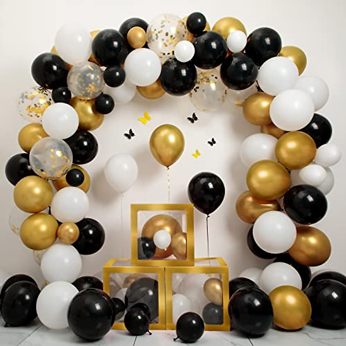 Styirl Black 100 Pcs Party Balloons (5/10/12/18 inch) for Birthday, Wedding, Graduation, Baby Shower, Bachelorette Party Decorations, Includes Curling Ribbon
