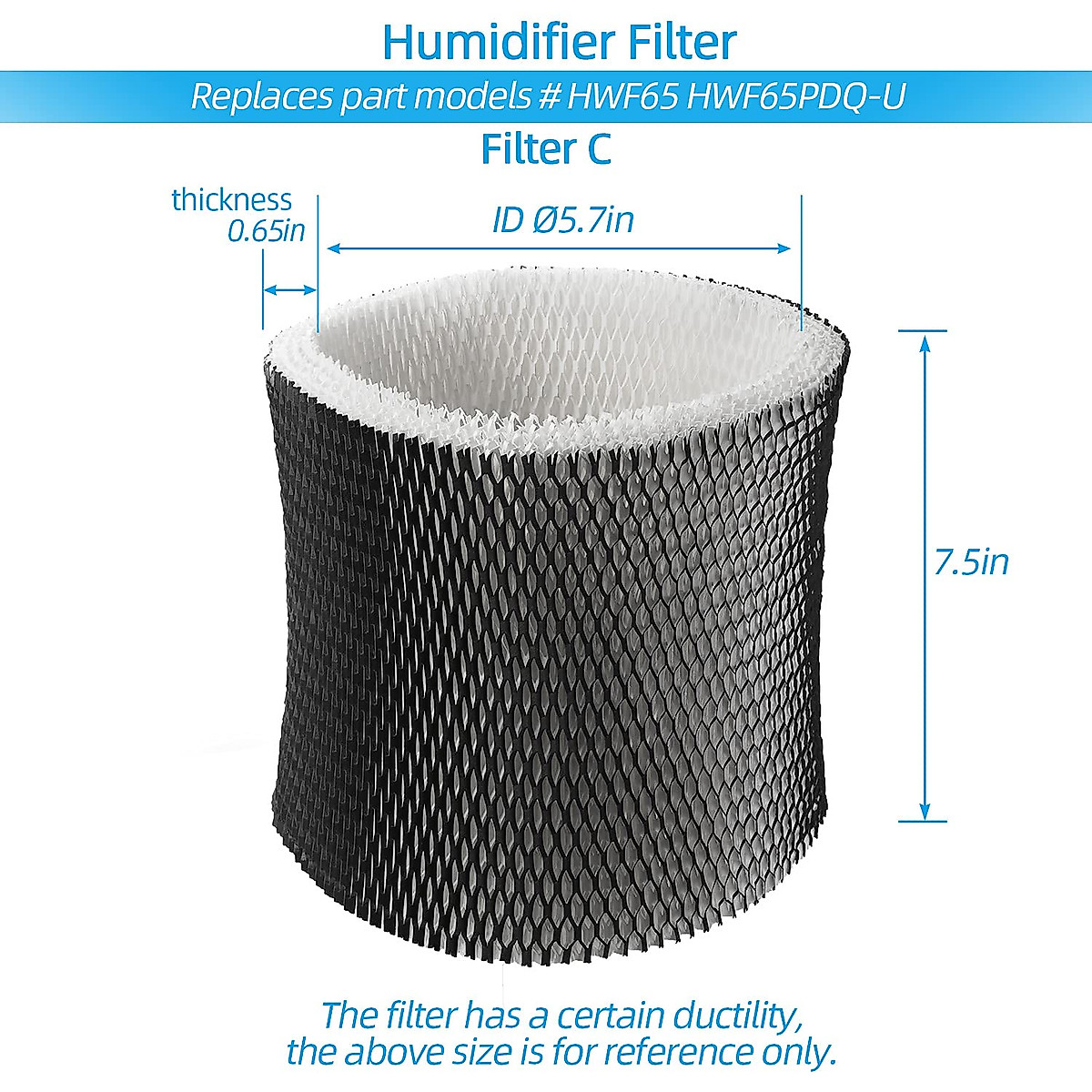 ANTOBLE Humidifier Filter Wick Replacements for Holmes HWF65 HWF65PDQ-U, Replace Part # HWF65CS Filter C - 2 Pack