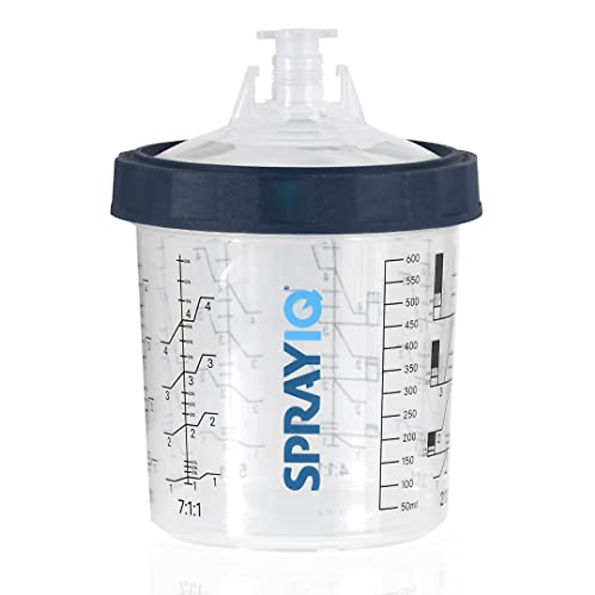 Spray IQ Disposable Paint Spray Gun Cup Set 20oz | 50 Lids & Liners | 1 Hard Cup & Ring | 20 Stoppers - Compatible with Original 1.0 System (not 2.0)
