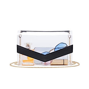 Vorspack Clear Bag Stadium Approved - Cute Clear Purse for Women PVC Clear Crossbody Bag for Sports Concert Festival - Black