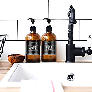 24PCS Waterproof Soap Labels for Bottles, Bathroom Hand Soap Label Stickers, Shampoo and Conditioner Dispenser Labels for Glass/Plastic Spray Bottle (Black)