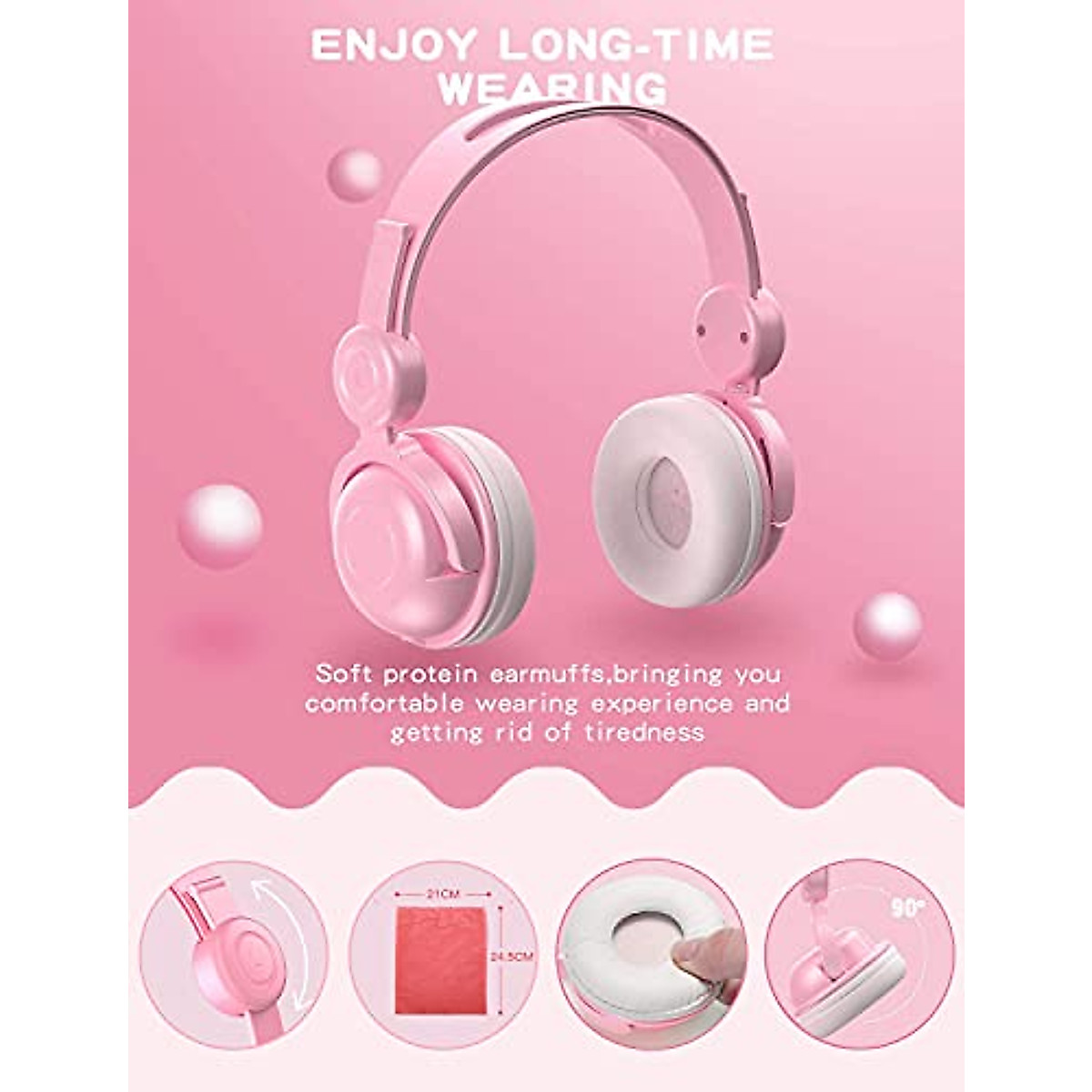 Kids Headphones with Microphone, Kids Headphones with Safe Volume 85db Limited-Shareport, Wired Headphones for Kids/Teens/Boys/Girls, Over Ear Kids Headphones for School/Travel/iPad/Phone/Tablet, Pink