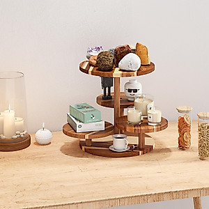 Vriccc Cupcake Stand, 4 Tier Round Cupcake Tower Stand for 50 Cupcakes, Tiered Serving Trays, Wood Cake and Cupcake Stand Combo, Farmhouse Tiered Tray Decor, Cupcake Display for Birthday Party