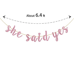 Dalaber She Said Yes banner,Engagement Wedding Bridal Shower Party Decorations,Pink Glitter Bachelorette Party Supplies