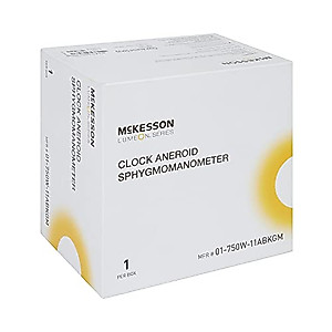 McKesson LUMEON Clock Aneroid Sphygmomanometer, Blood Pressure with Cuff, Wall Mounted, Black, Adult Medium, 12 Count