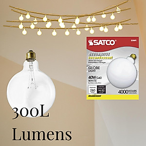 Satco S3011 40 Watt G40 Incandescent; Clear; 4000 Average Rated Hours; 300 Lumens; Medium Base; 120 Volt (12 Incandescent Light Bulbs)