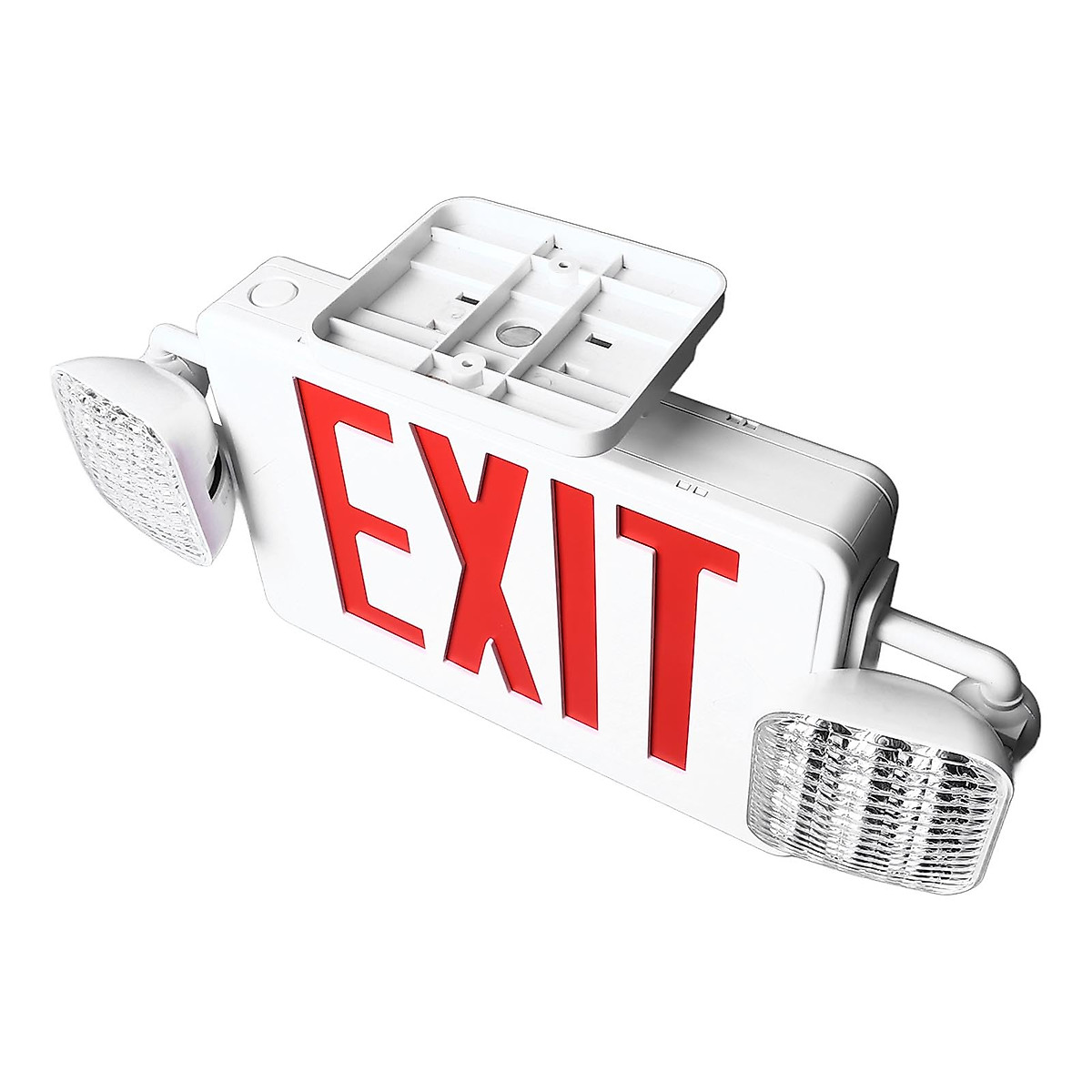 Led Exit Signs With Emergency Lights, Emergency Exit Sign With 2 Emergency Light AC85 to 265V for Schools, Churches, Hospitals