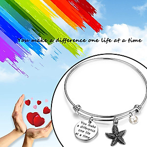 bobauna You Make A Difference One Life At A Time Starfish bracelet Appreciation Gift For Volunteer Social Worker (make difference bracelet)