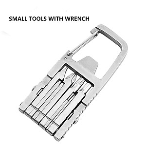 Octaville keychain Multitool 13 in 1 Folding Multi Tool hand tools Stainless Steel Bottle Opener Snowflake Flat Phillips Kit sim card removal tool（field）