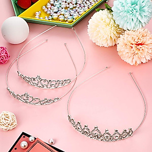 Hicarer 6 Pieces Girls Crystal Tiara Heart Rhinestone Tiara Crown Princess Crystal Headband for Wedding Prom Birthday Party (Delicate Style)