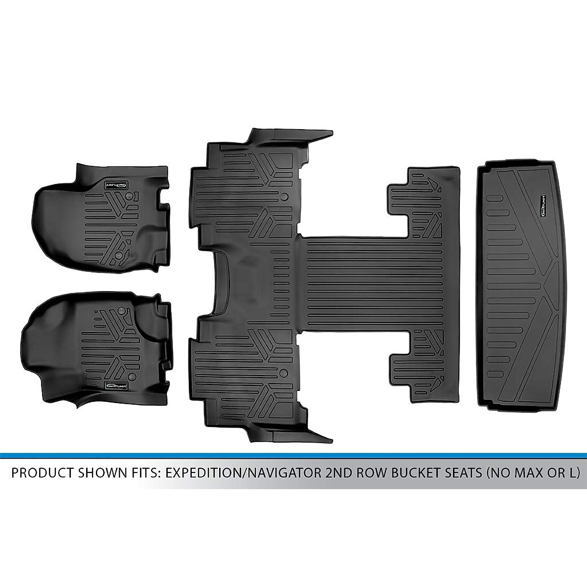 MAXLINER Floor Mats Cargo Liner Behind 3rd Row Set Black Compatible with 2018-2022 Expedition/Navigator 2nd Row Bucket Seats (no Max or L)