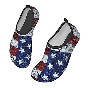 American Flag Art Red White and Blue Water Shoes Outdoor Exercise Aqua Socks Adult Aqua Socks Necessities for Men Women Water Games