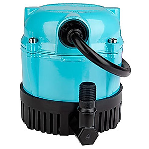 Little Giant 500203, 1-A 115 Volt, 1/200 HP, 170 GPH Small Submersible Permanently Oiled Pump for Fountain, Water Displays and Air Conditioners, 6-Foot Cord, Blue,