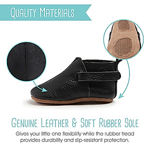 Zutano Leather Baby Shoes for Boys and Girls, Black, 18M