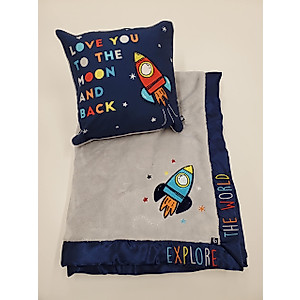 Fisher-Price Baby Blanket Space Explorer Collection Fleece Baby Blanket with Satin Trim for Baby Boys