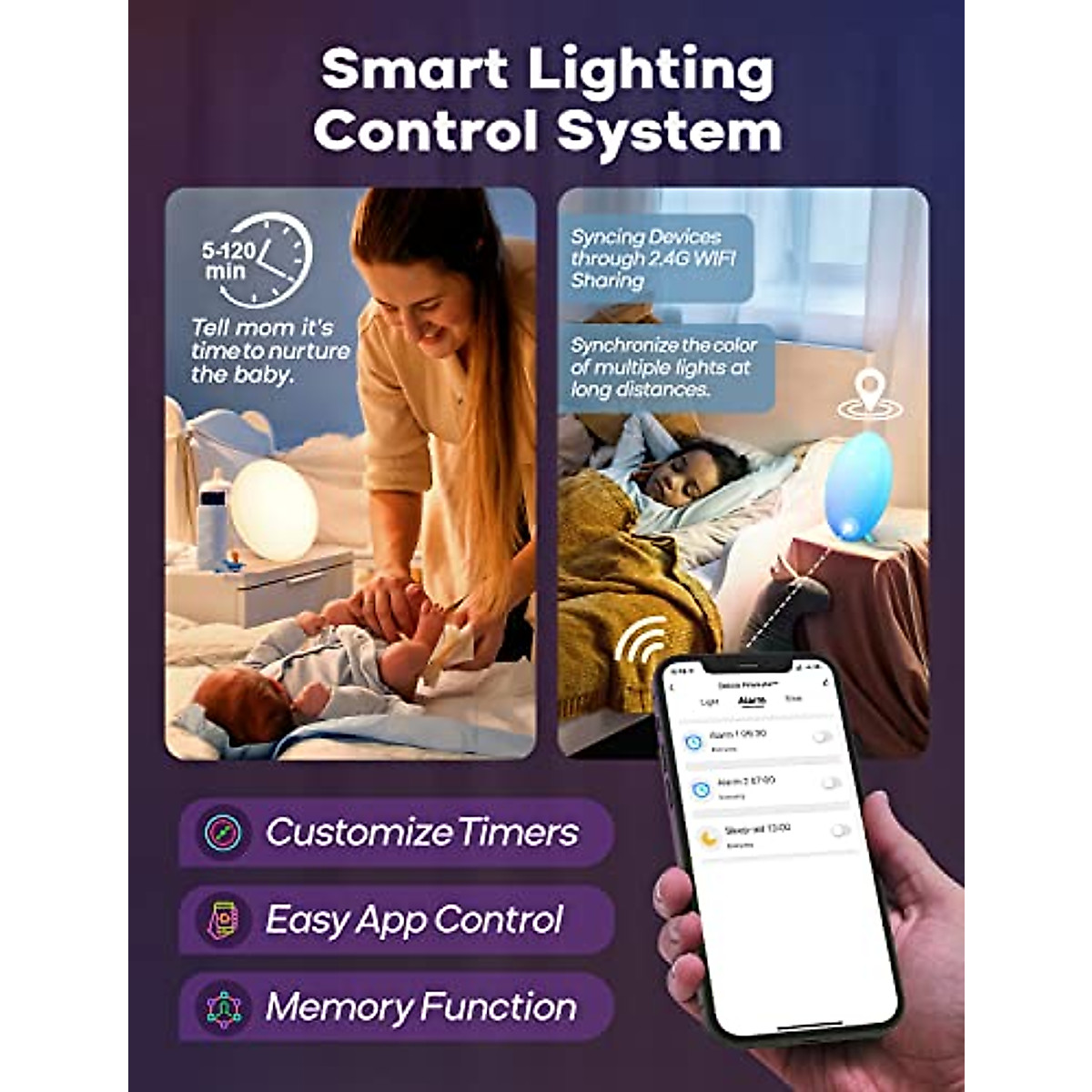 Dekala Baby Night Light for Kids Dimmable Night Lights, Sleep Aid Toddler Night Light for Nursery Boys and Girls, Table Lamp Ambient ARGB Decorate Room for Children (Without APP)