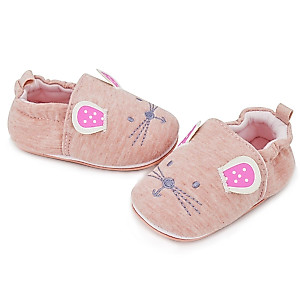 LAFEGEN Baby Boy Girl Walking Shoes Non Slip Soft Sole Infant Toddler Slipper Newborn Moccasins First Walker House Crib Sneaker Shoes, 01 Pink Cat, 9-12 Months Infant