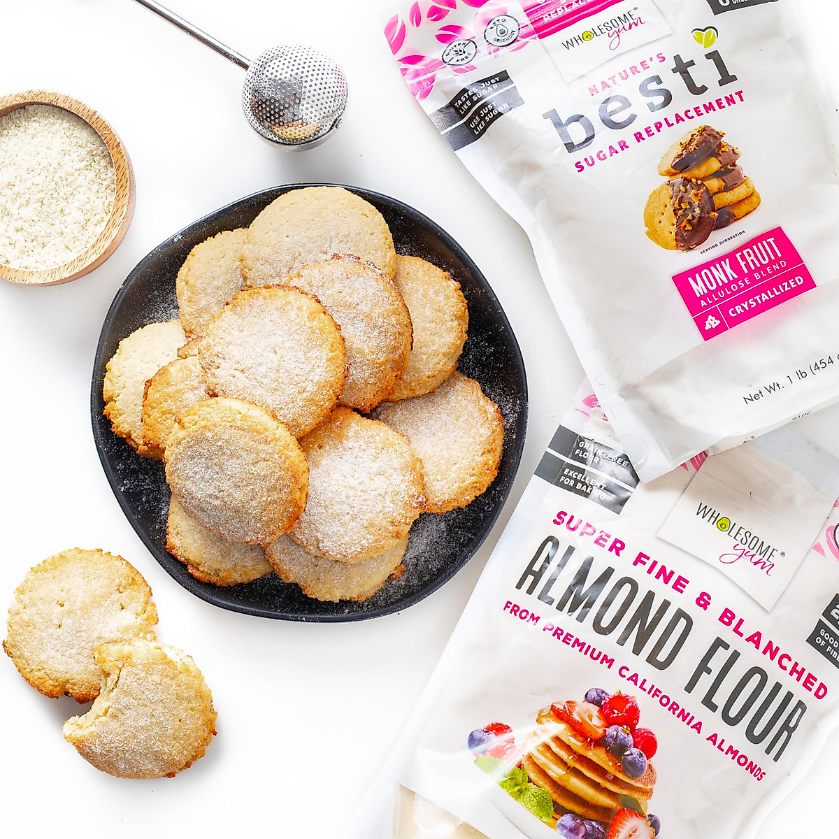 Wholesome Yum Premium Fine Blanched Almond Flour For Baking & More (16 oz / 1 lb) - Low Carb, Gluten Free, Non GMO, Keto Friendly Flour Substitute With Ground Almonds