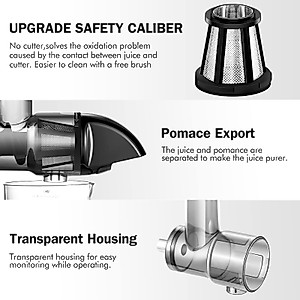 AMZCHEF Slow Masticating Juicer Bundle with Meat Grinder Attachment,Cold Press Juicer With Silent Motor and Reverse Function,with Sausage Stuffer Tubes and Grinding Plates