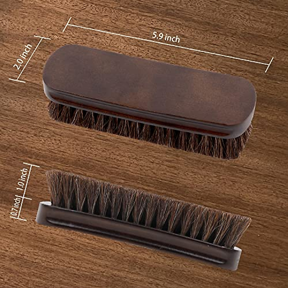 Annalovic 2 PC Horsehair Shoes Polish Brushes, Care Cleaning Daubers Applicators for Shoes, Boots, Leather Handbags, Coats Pans, Sofa, Furniture (Medium, Brown)
