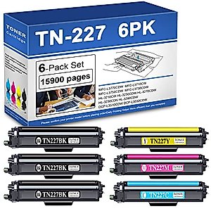 TN227 Compatible TN227BK TN227C TN227M TN227Y High Yield Toner Cartridge Replacement for Brother MFC-L3770CDW Printer Toner (3BK+1C+1Y+1M).