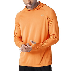Willit Men's UPF 50+ Sun Protection Hoodie Shirt Long Sleeve SPF Fishing Outdoor UV Shirt Hiking Lightweight Orange M