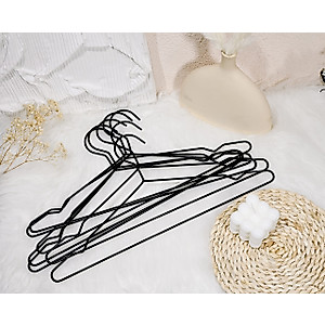 SYNHOZZ 16.5" Heavy Duty Matte Black Metal Hangers 20 Pack, Wire Black Clothes Hangers for Coat Suit, Shirts, Dress, Pants，Camisole Wedding Dress (Black, 20Pack)