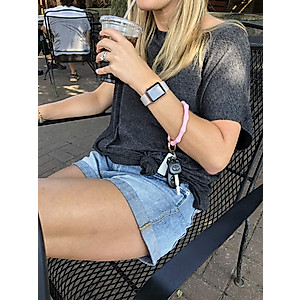 HADLEY MAE DESIGNS Key Ring Bracelet Keychain Wristlet Keychain Bangle Key Ring (Hot Pink)