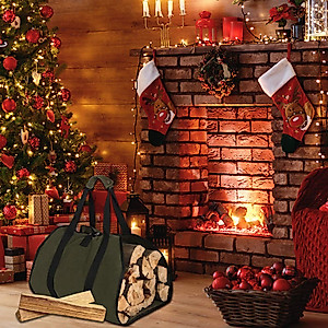 HRX Package Waxed Canvas Firewood Bag Carrier, Water Resistant Log Tote Wood Carrying Bag With Handles for Camping Trip Christmas Gift