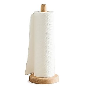 Firlar Wooden Standing Paper Towel Holder, Wood Reel Tissue Holder Rack Countertop Wooden Paper Roll Holder for Kitchen Living Bedroom Home Decoration