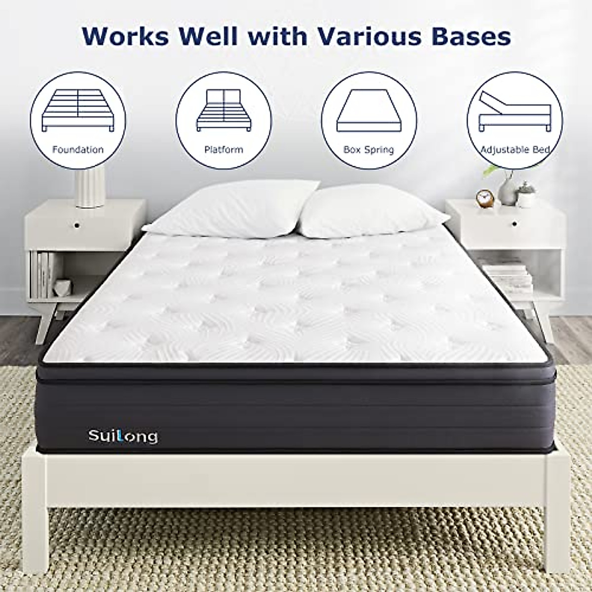 SUI LONG 11 Inch Mattress Full Size, Medium Firm Memory Foam and Individual Pocket Springs Hybrid Mattress for Motion Isolation & Cool Sleep, CertiPUR-US Certified, Full Size Mattress in a Box