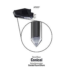 Audio-Technica AT81CP Replacement Phonograph Cartridge with Conical Stylus for P Mount Turntables