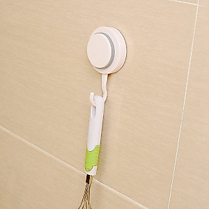Powerful Vacuum Sucker White Wall Hooks Single Plastic Hanger Household Organization